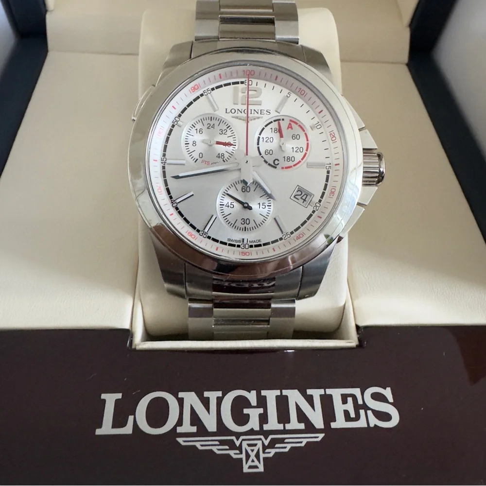 Longines | Accessories | Longines Silver Stainless Steel Chronograph ...